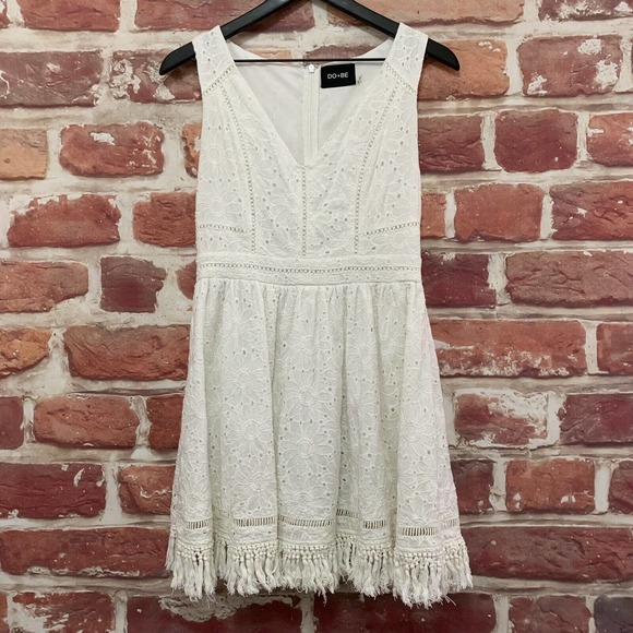 DO+BE | Dresses | Dobe Dress Womens Medium White Boho Chic Embroidered ...